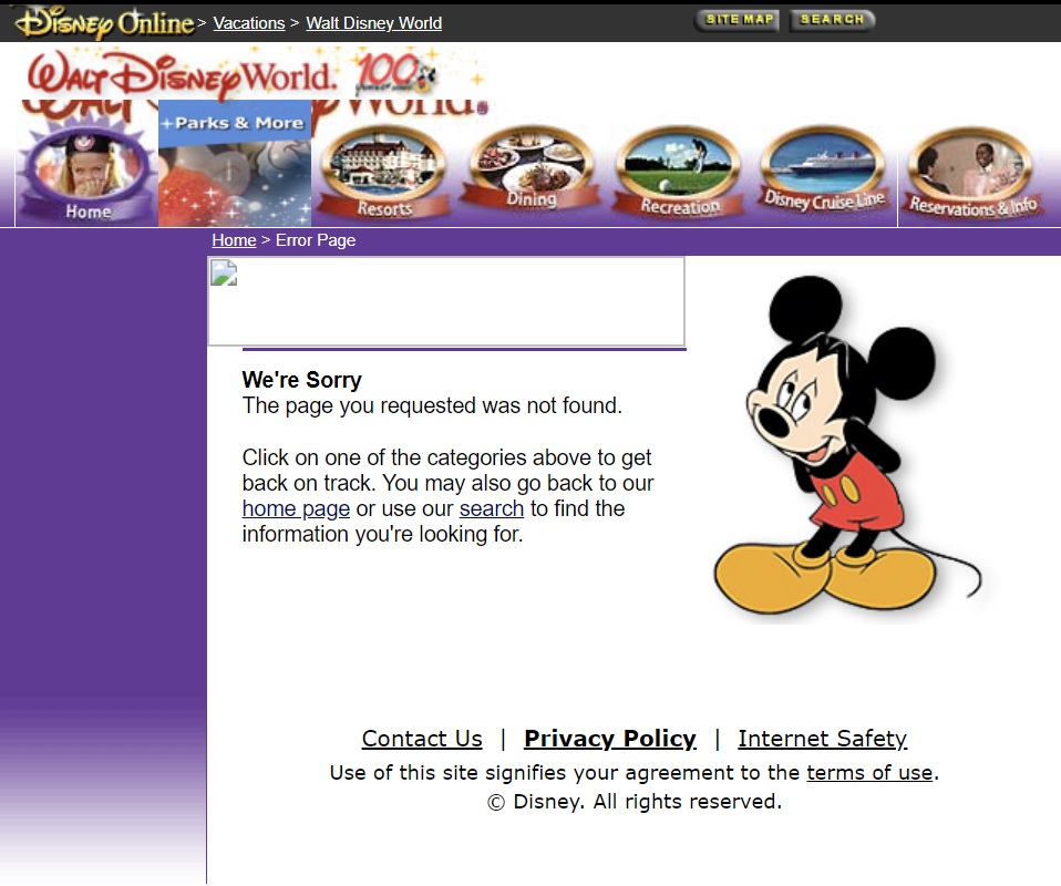 Let’s Take a Tour of Walt Disney World’s Website in 2001 | TouringPlans ...