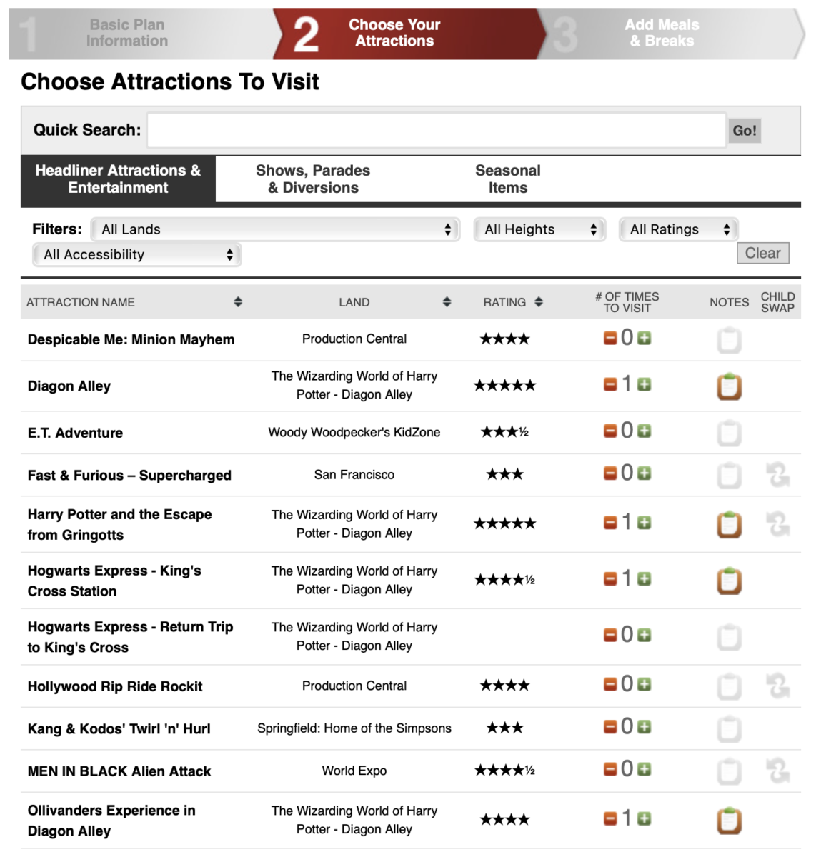 Customizing a Universal Orlando Touring Plan with Hogwarts Express ...